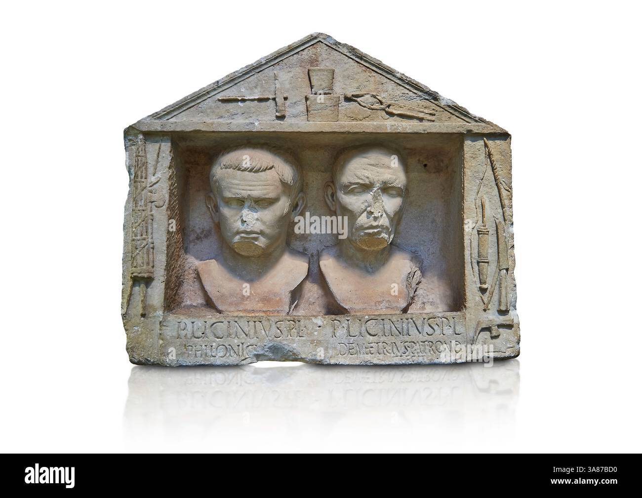 Roman funerary relief portraits of Publius Licinius Philonicus and ...