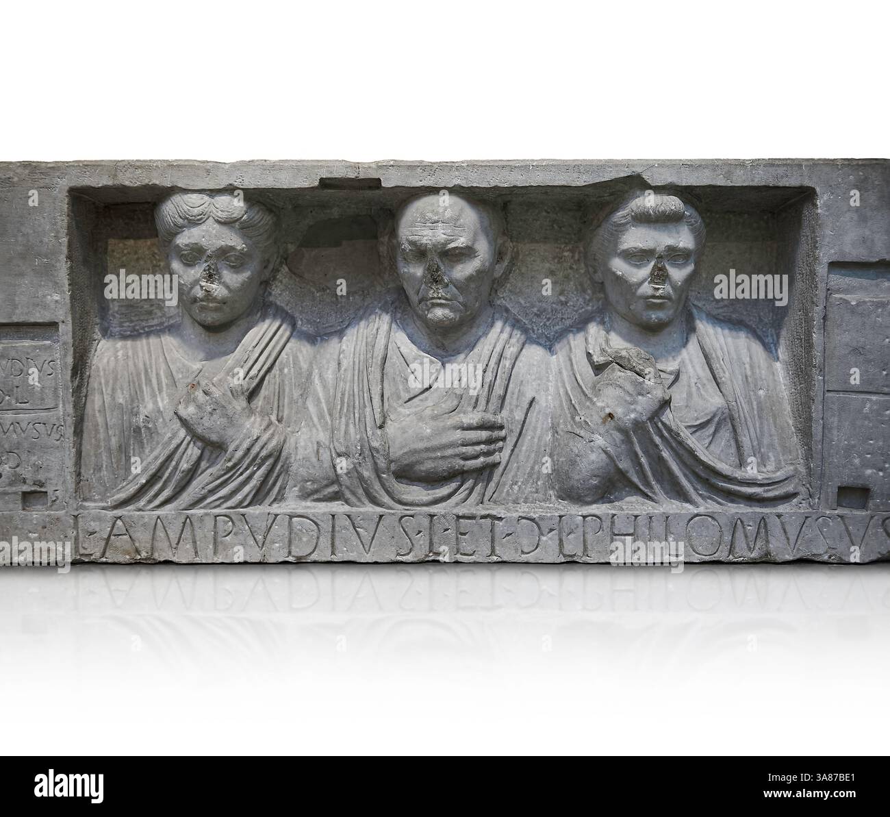 Roman funerary relief of Lucius Ampudius Philamusus, freedman of Lucius ...