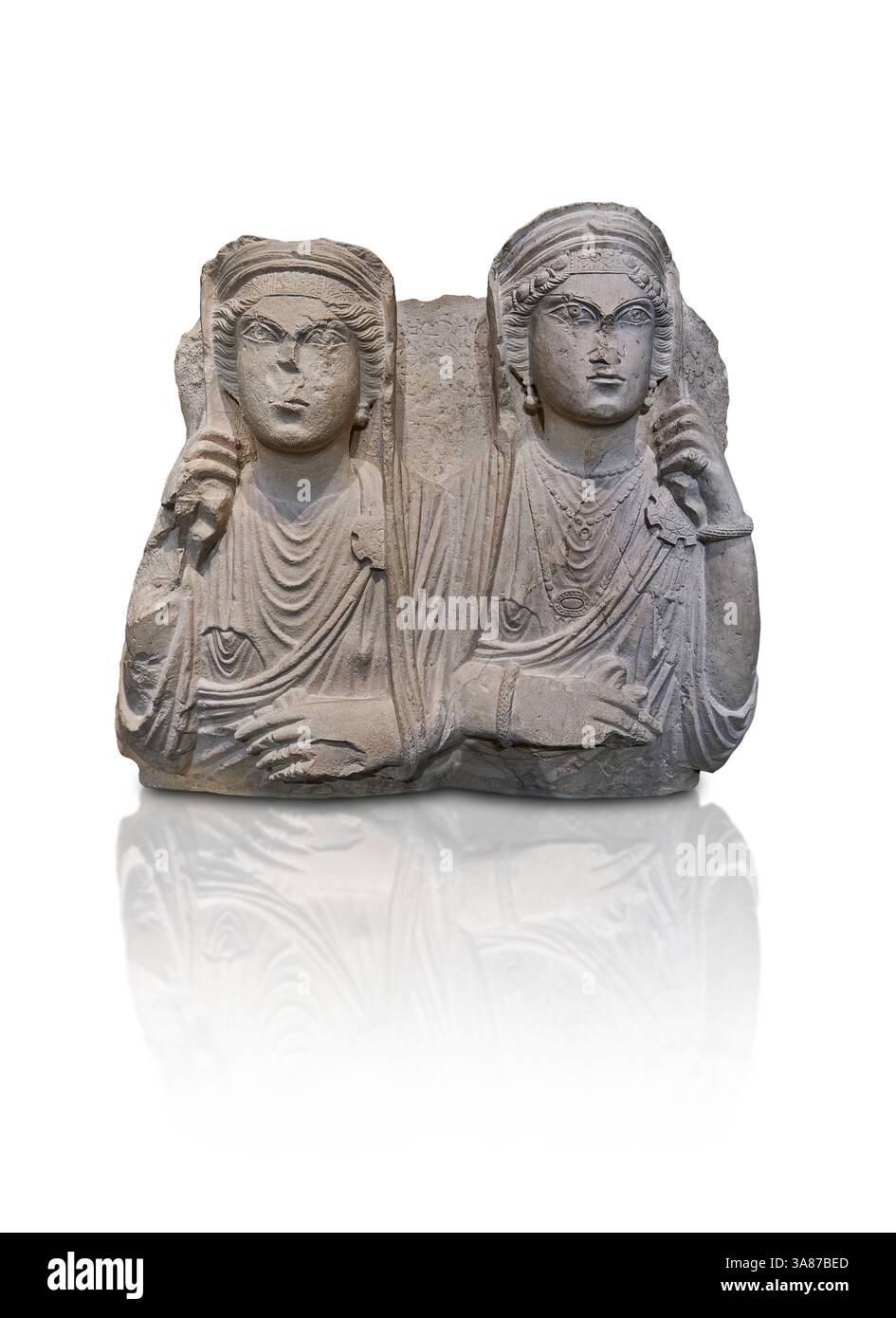 Roman limestone memorial relief portrait bust of two women from a Roman ...