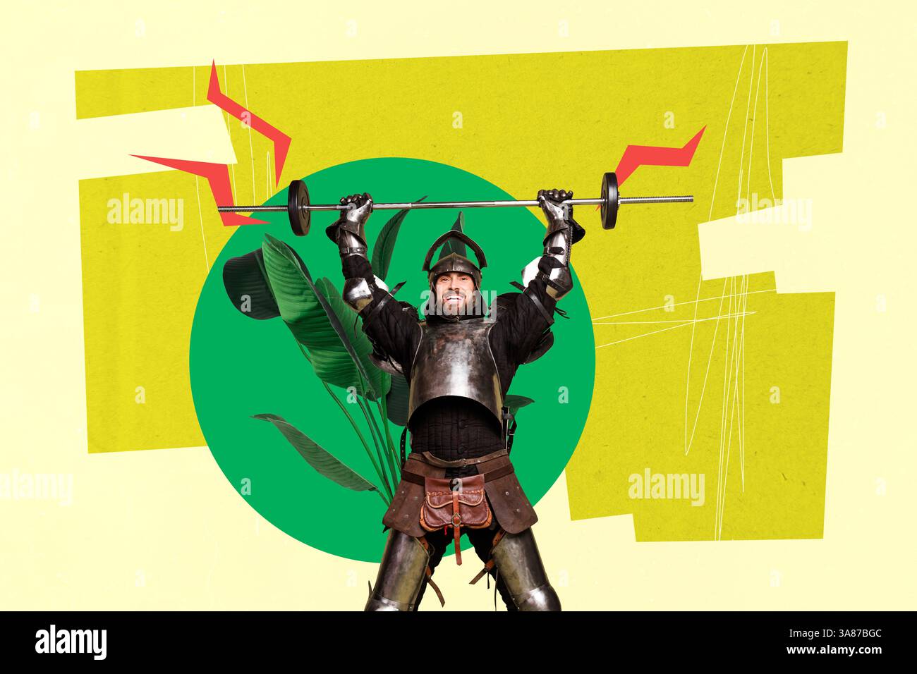 Trend artwork composite banner 3D collage of knight conqueror vintage ...