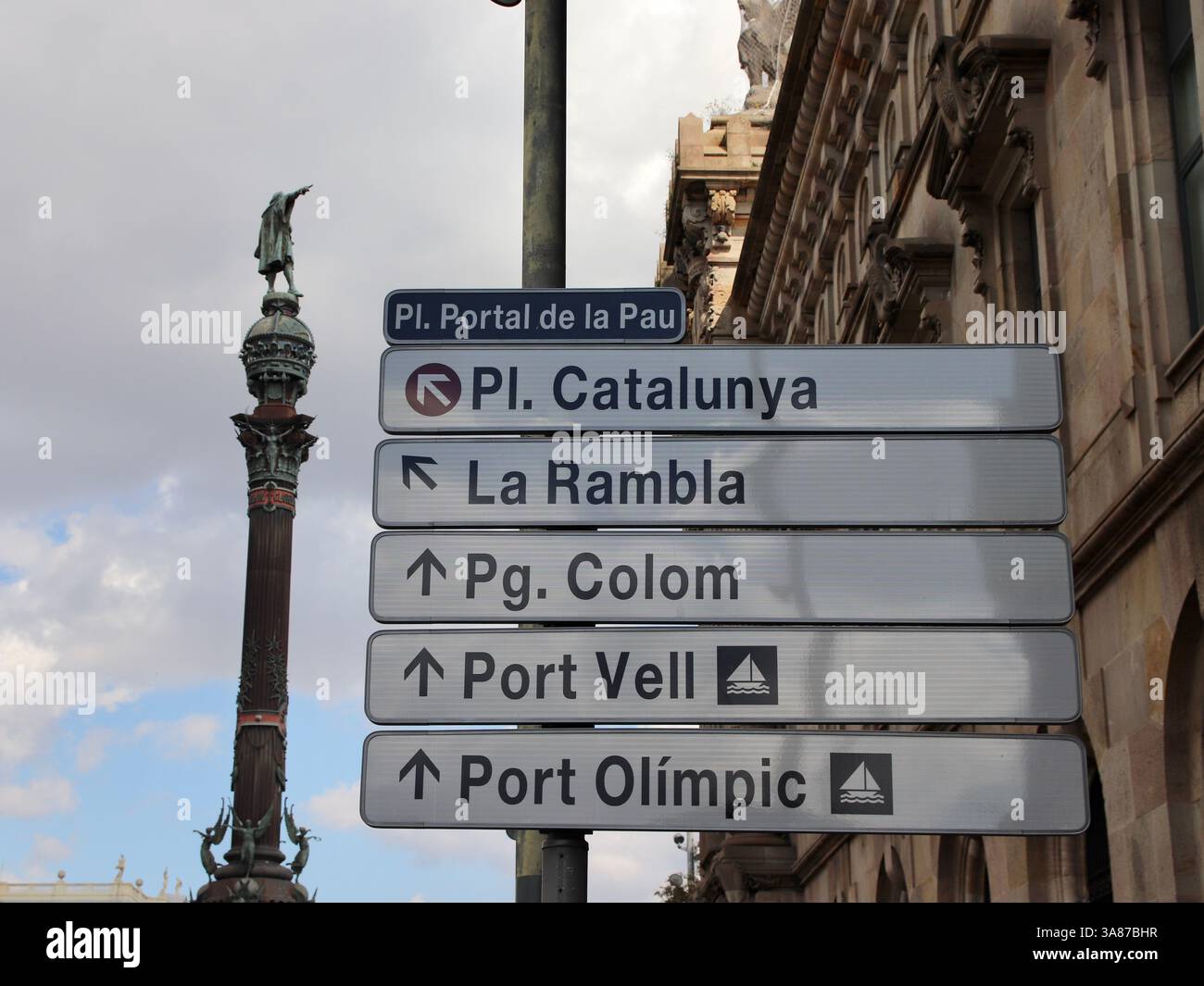 Barcelona, Spain - March 15 2025: Tourist Directional Signs in ...