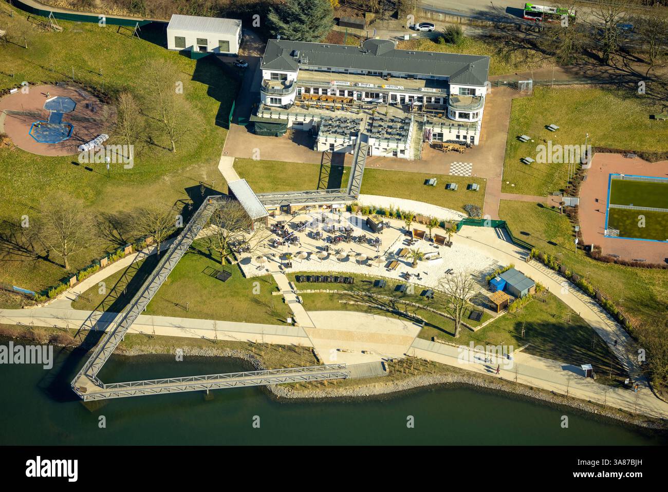Luftbild, Strandhaus Salitos Beach Hengsteysee Beach Club am Südufer ...