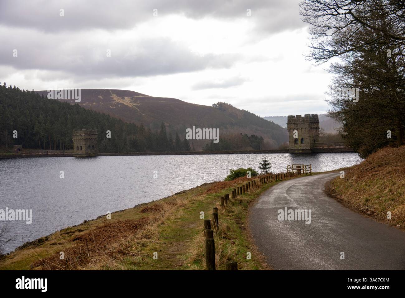 Howden Dam across the reservoir with hills behind Stock Photo - Alamy