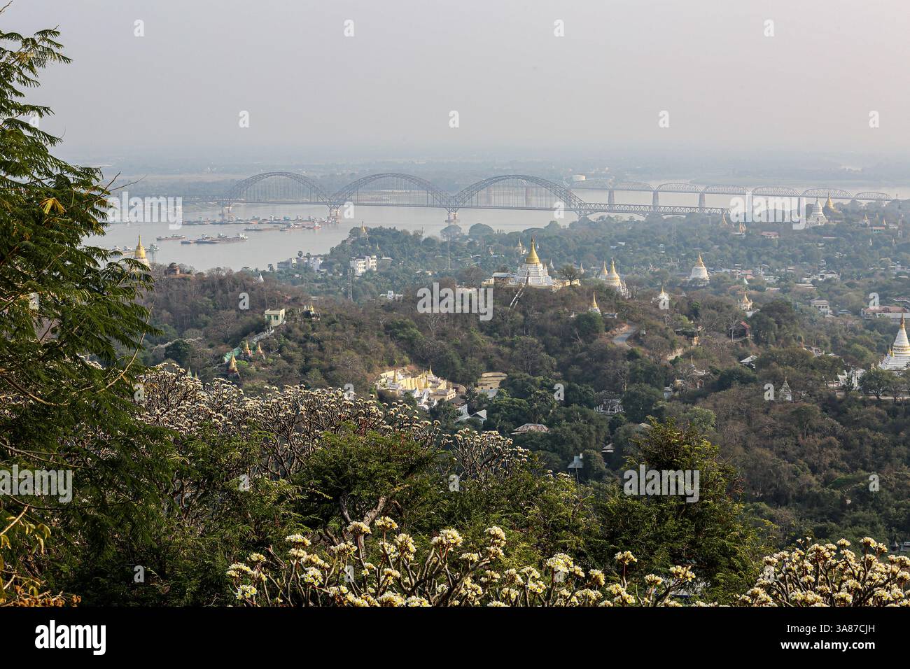 The Ava & Yadanabon bridges, connecting Sagaing to Mandalay, seen from ...