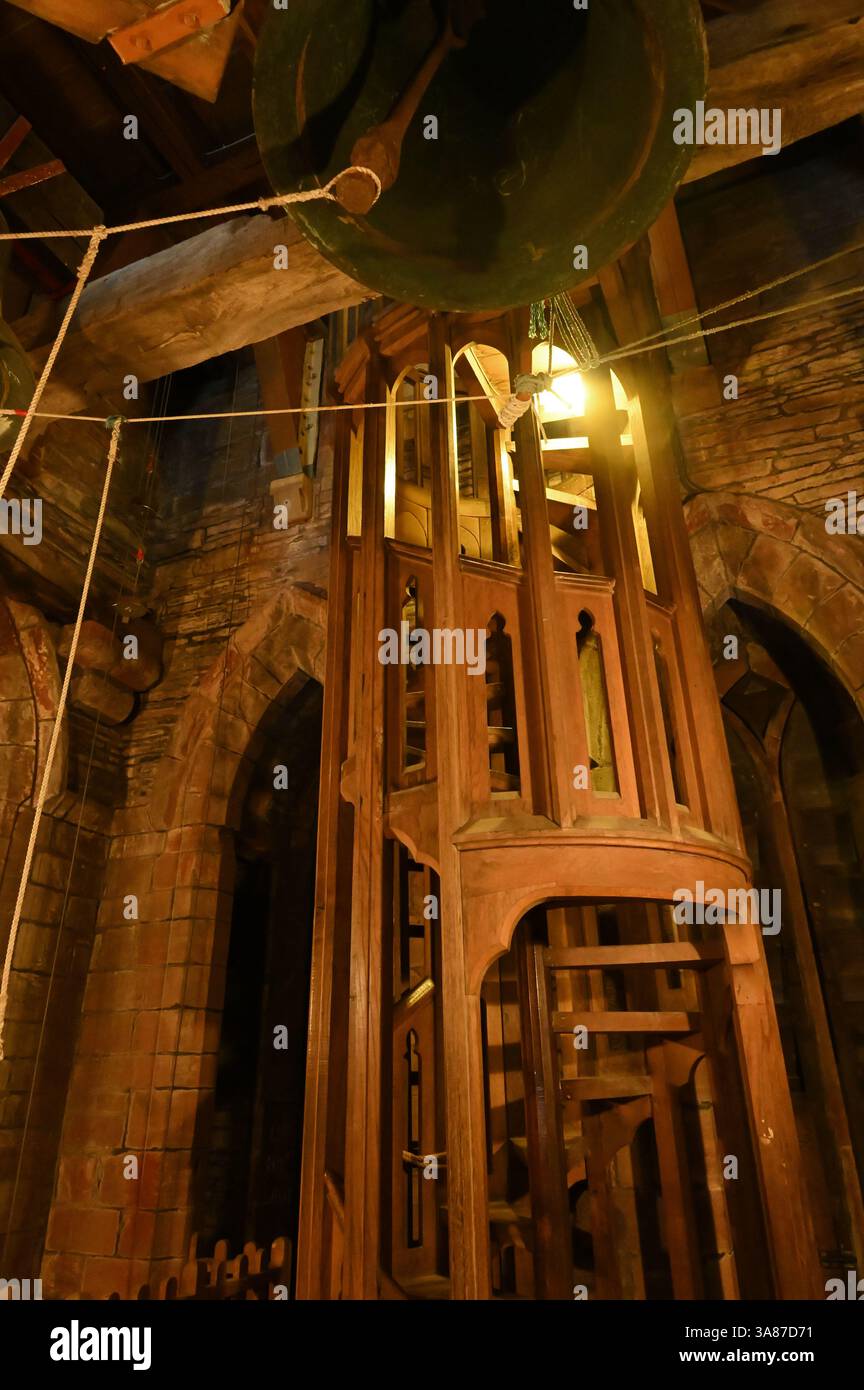 bell and ringing mechanism inside St Magnus Cathedral, Kirkwall, Orkney ...