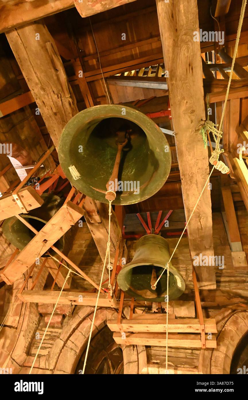 bell and ringing mechanism inside St Magnus Cathedral, Kirkwall, Orkney ...