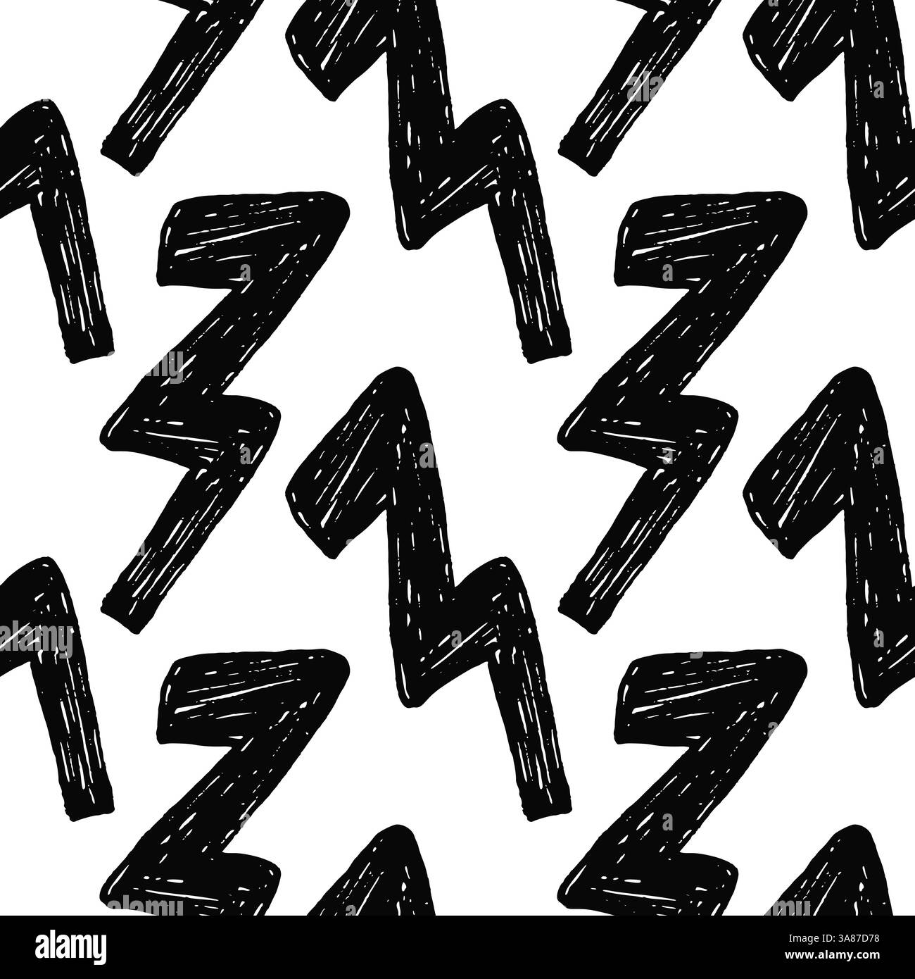 Seamless pattern with bold groovy thunver lightning bolts in trendy ...