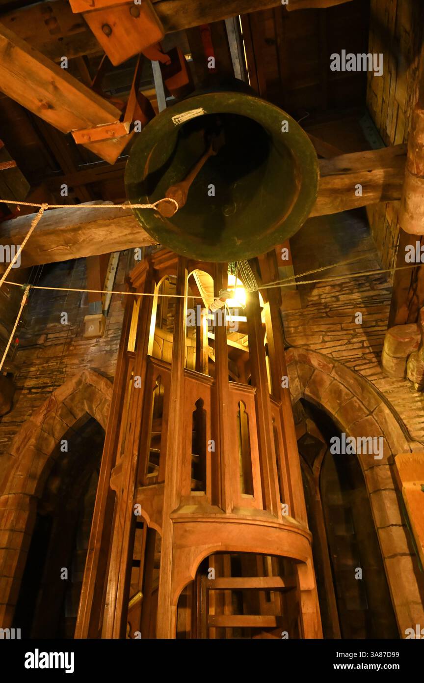 bell and ringing mechanism inside St Magnus Cathedral, Kirkwall, Orkney ...