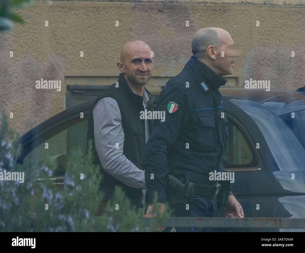Milano, Italia. 27th Mar, 2025. Luca Lucci alla fine dellÕudienza in ...