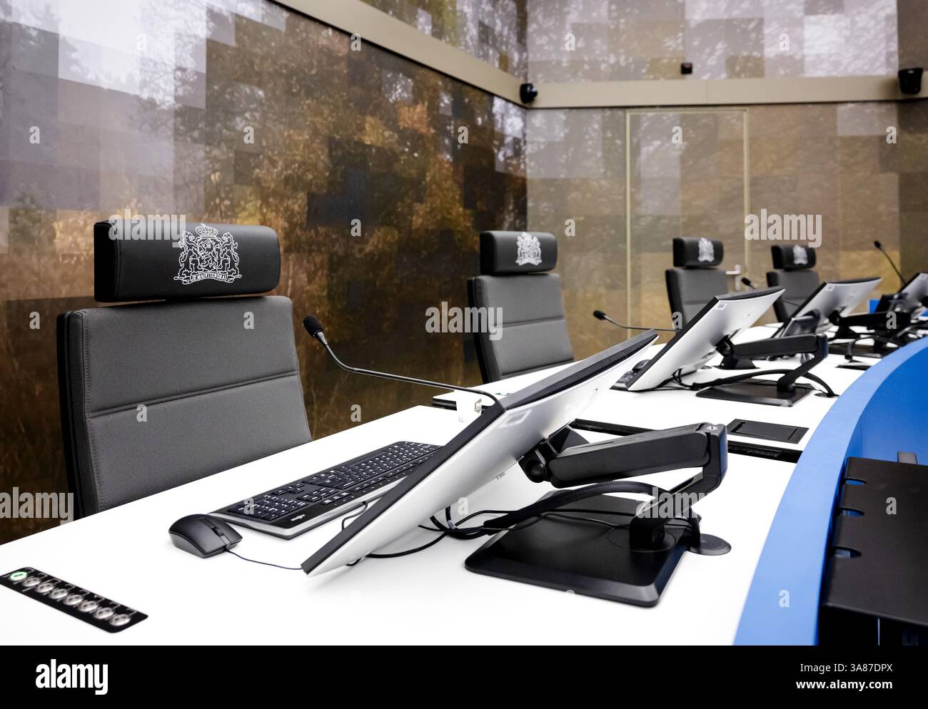 VUGHT - Seats for judges in the new courtroom on the grounds of the ...