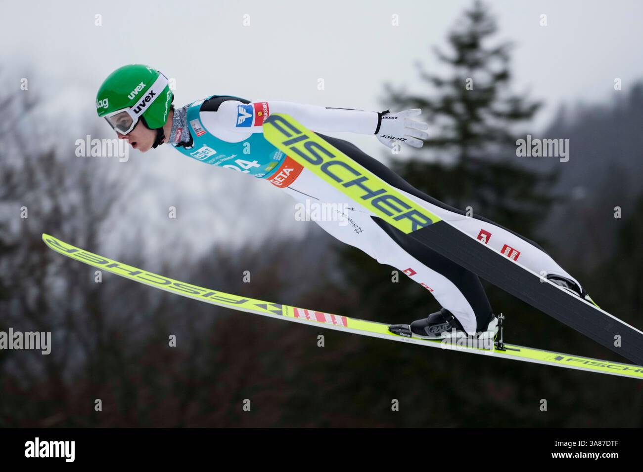 Austria's Maximilian Ortner competes during HS240 individual ski flying ...