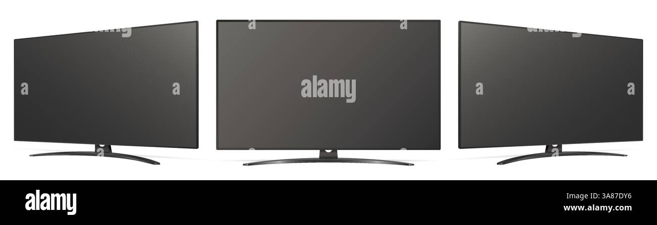 Realistic tv screen mockup. Television display on three sides with ...