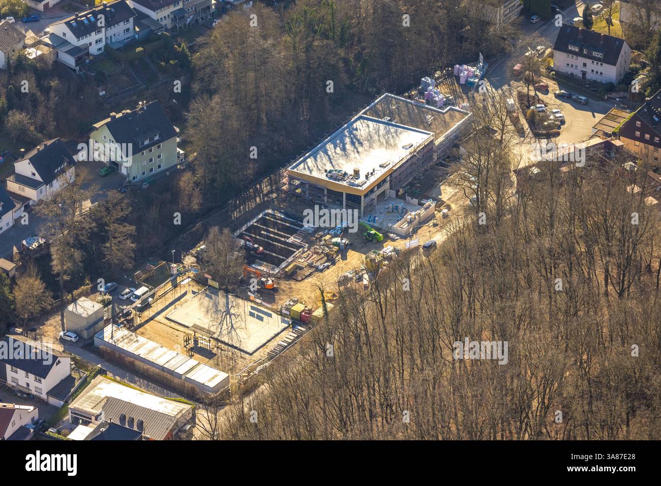 Luftbild, Baustelle am Ganzjahresbad Henkhausen, Hasselbach ...