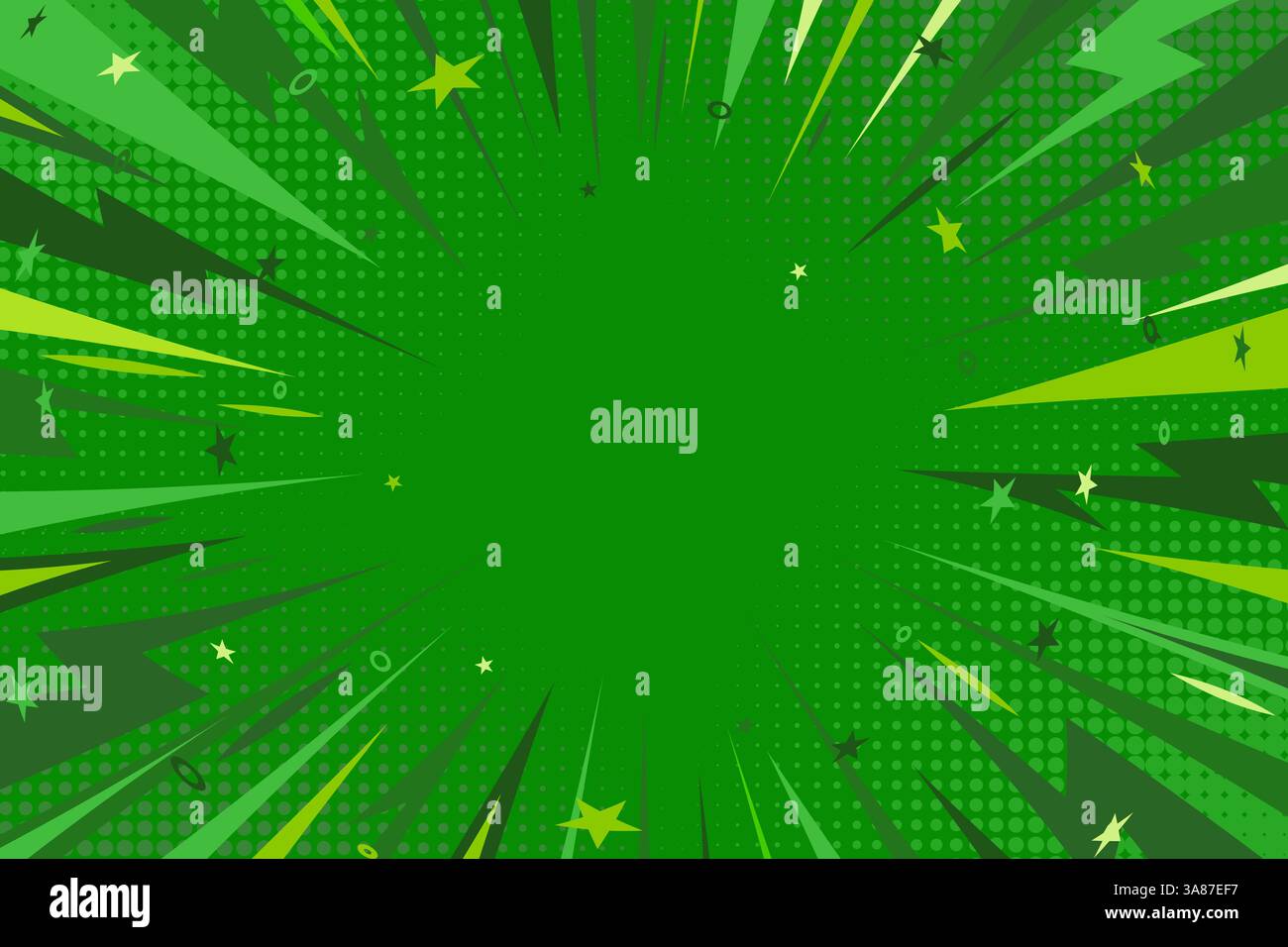 Green comic book background. Modern creative pop art halftone style ...