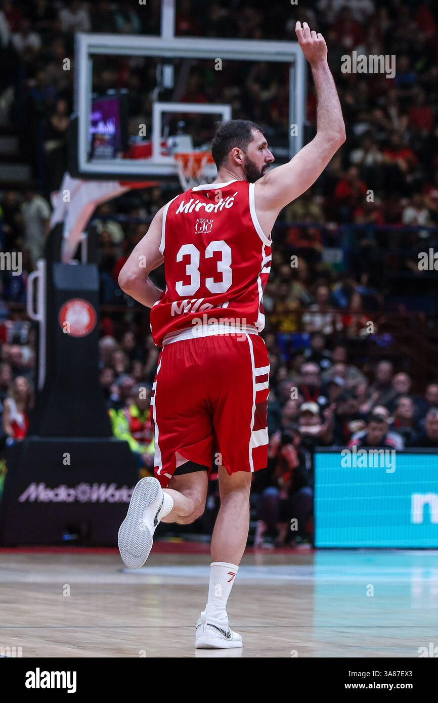 Milan, Italien. 27th Mar, 2025. Nikola Mirotic #33 of EA7 Emporio ...