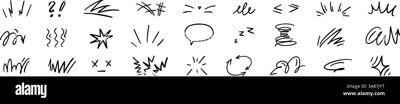 Comic movement lines and expressive shapes with fun graphic effects ...