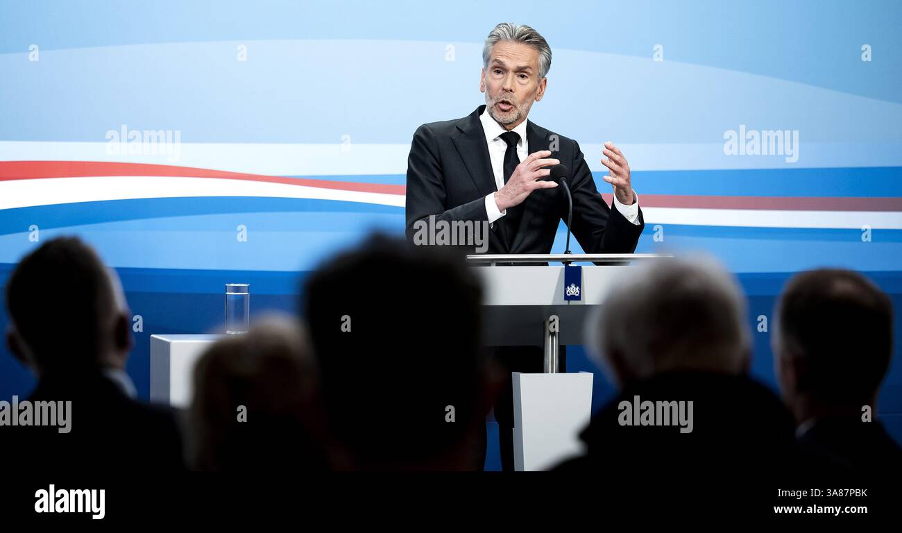 DEN HAAG - Prime Minister Dick Schoof speaks to the press after the ...
