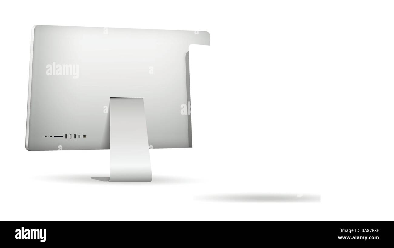 Realistic computer screen front and back view. Vector illustration ...