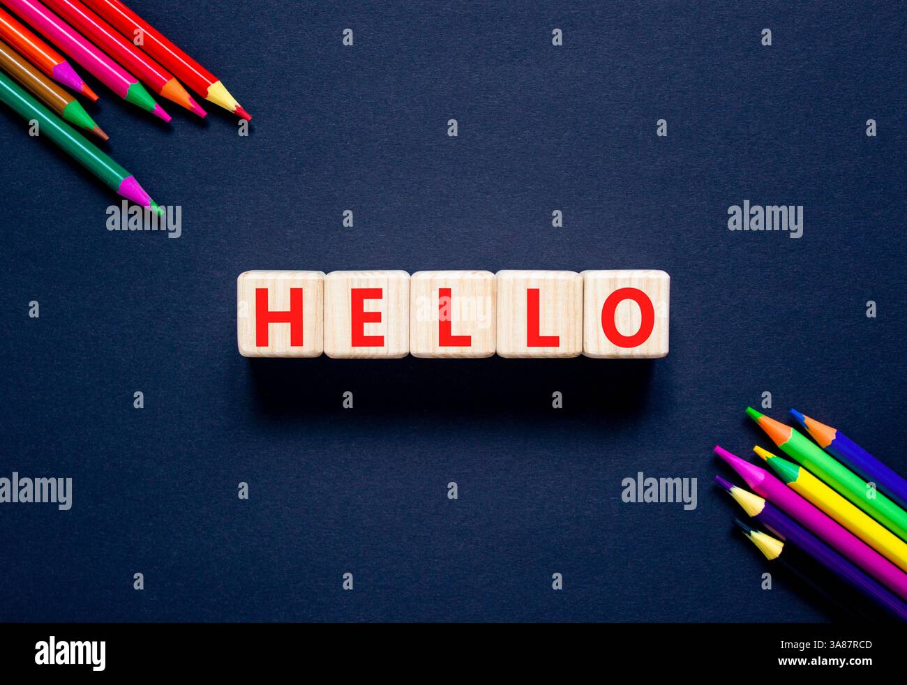 Hello symbol. Concept word Hello on beautiful wooden blocks. Beautiful ...