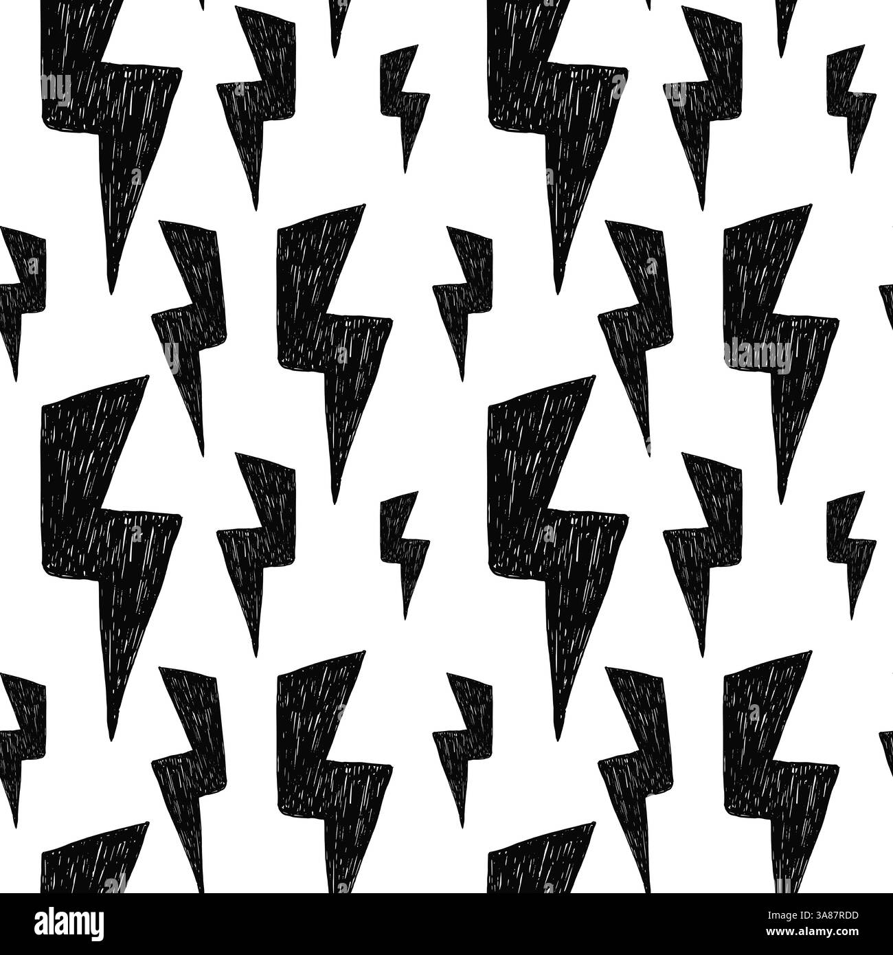 Thunderbolt seamless pattern with bold groovy thunder lightning shapes ...
