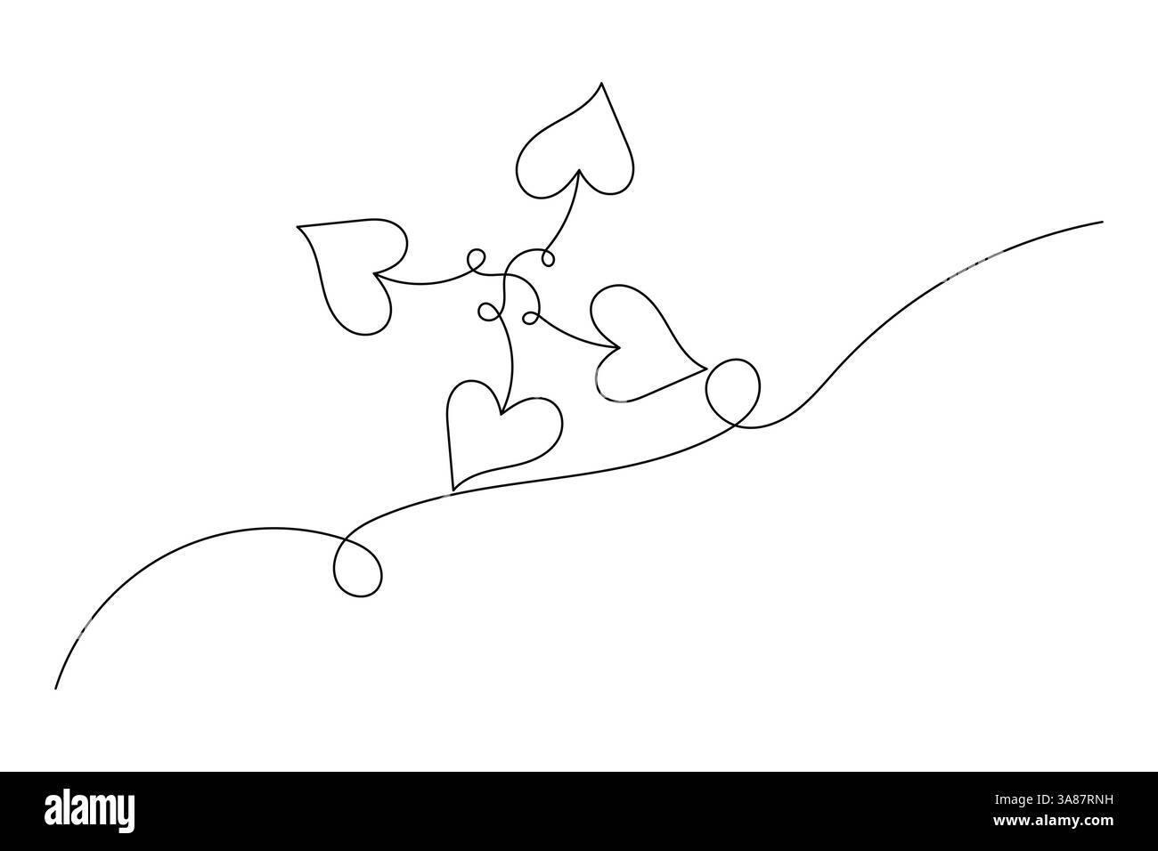 Love shape continuous one line art drawing of hard shape outline line ...