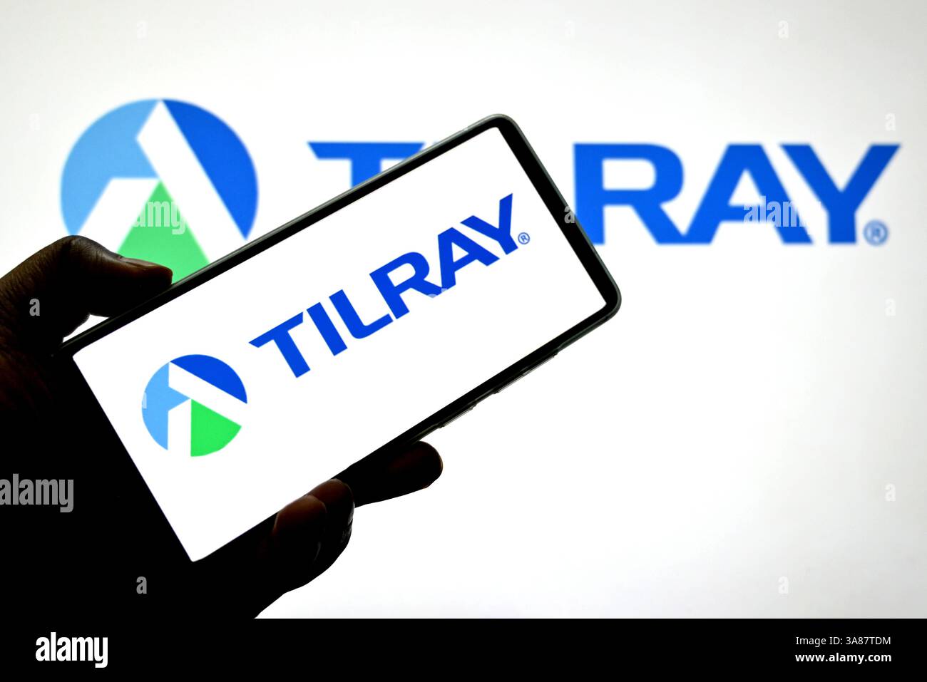 India. 27th Mar, 2025. In this photo illustration, a TILRAY logo is ...