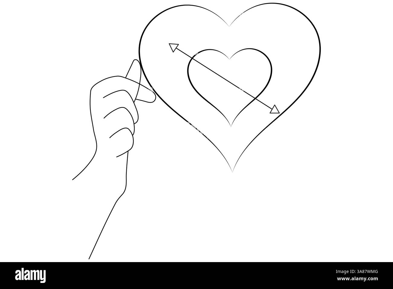 Love shape continuous one line art drawing of hard shape outline line vector illustration Stock ...