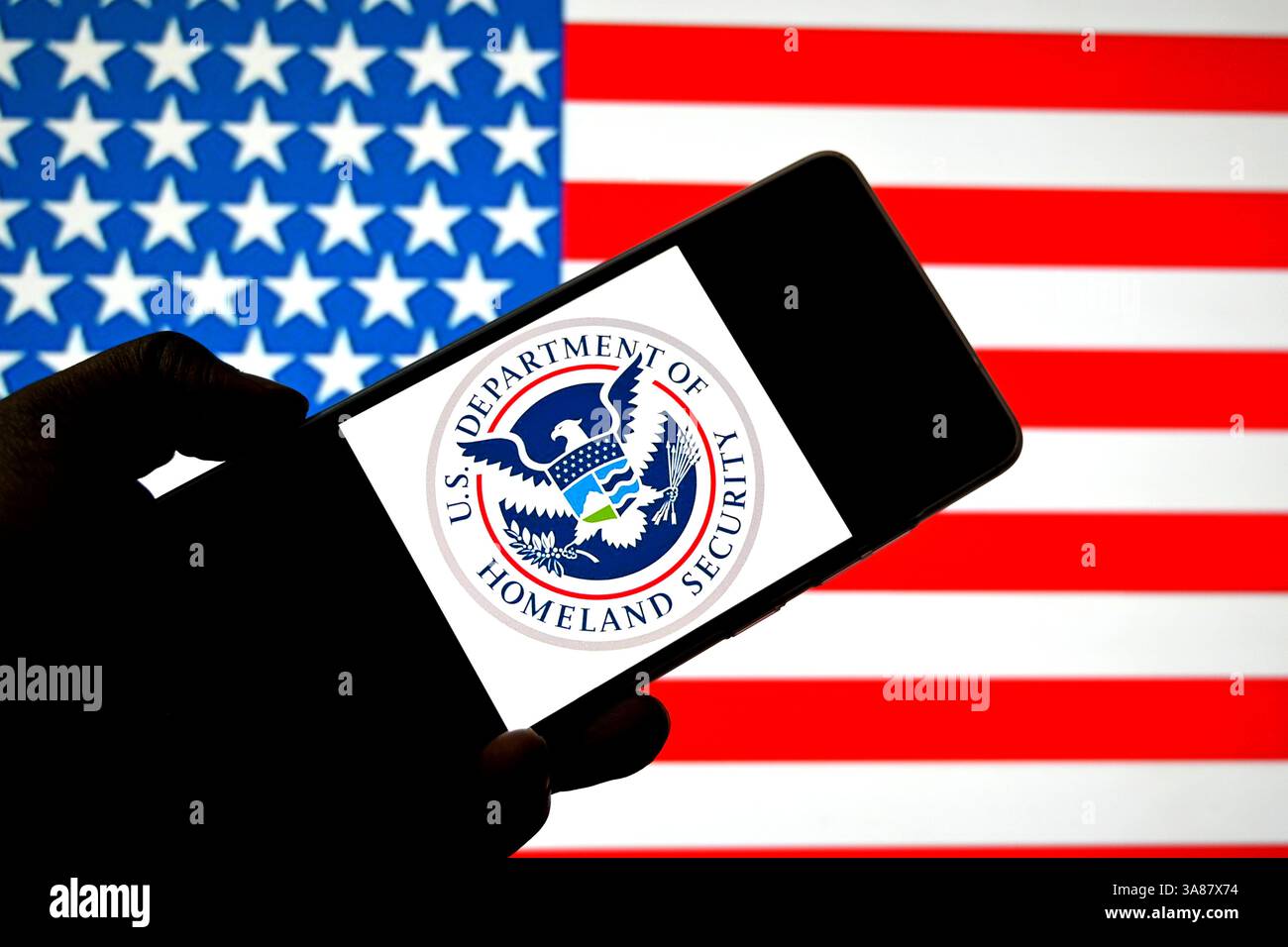 India. 26th Mar, 2025. In this photo illustration, U.S. immigration ...