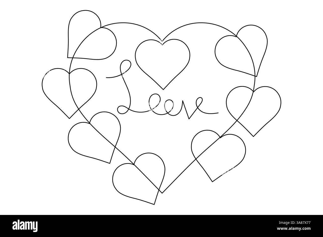 Love shape continuous one line art drawing of hard shape outline line ...