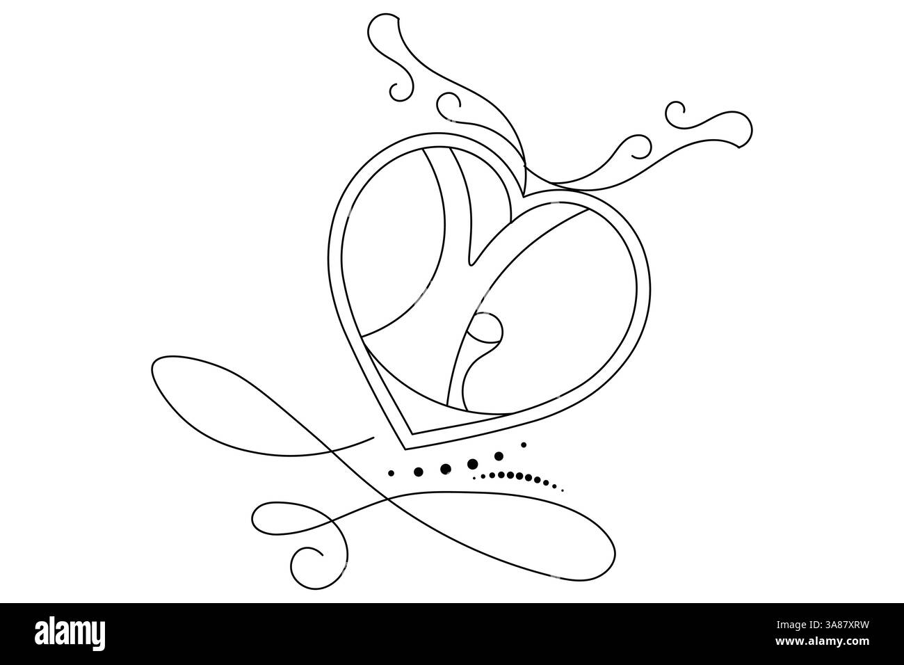 Love shape continuous one line art drawing of hard shape outline line ...
