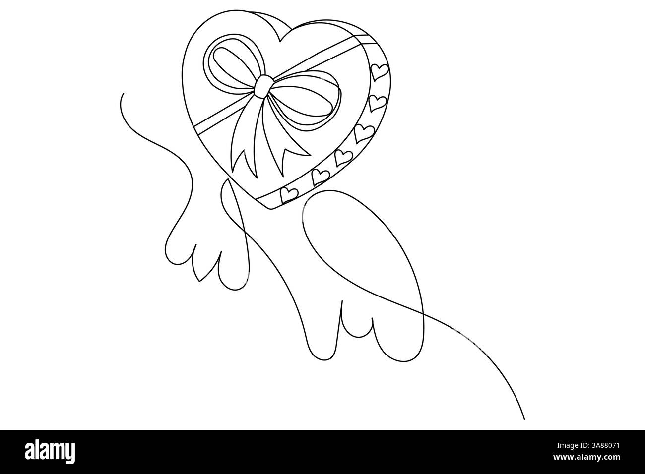 Love shape continuous one line art drawing of hard shape outline line ...