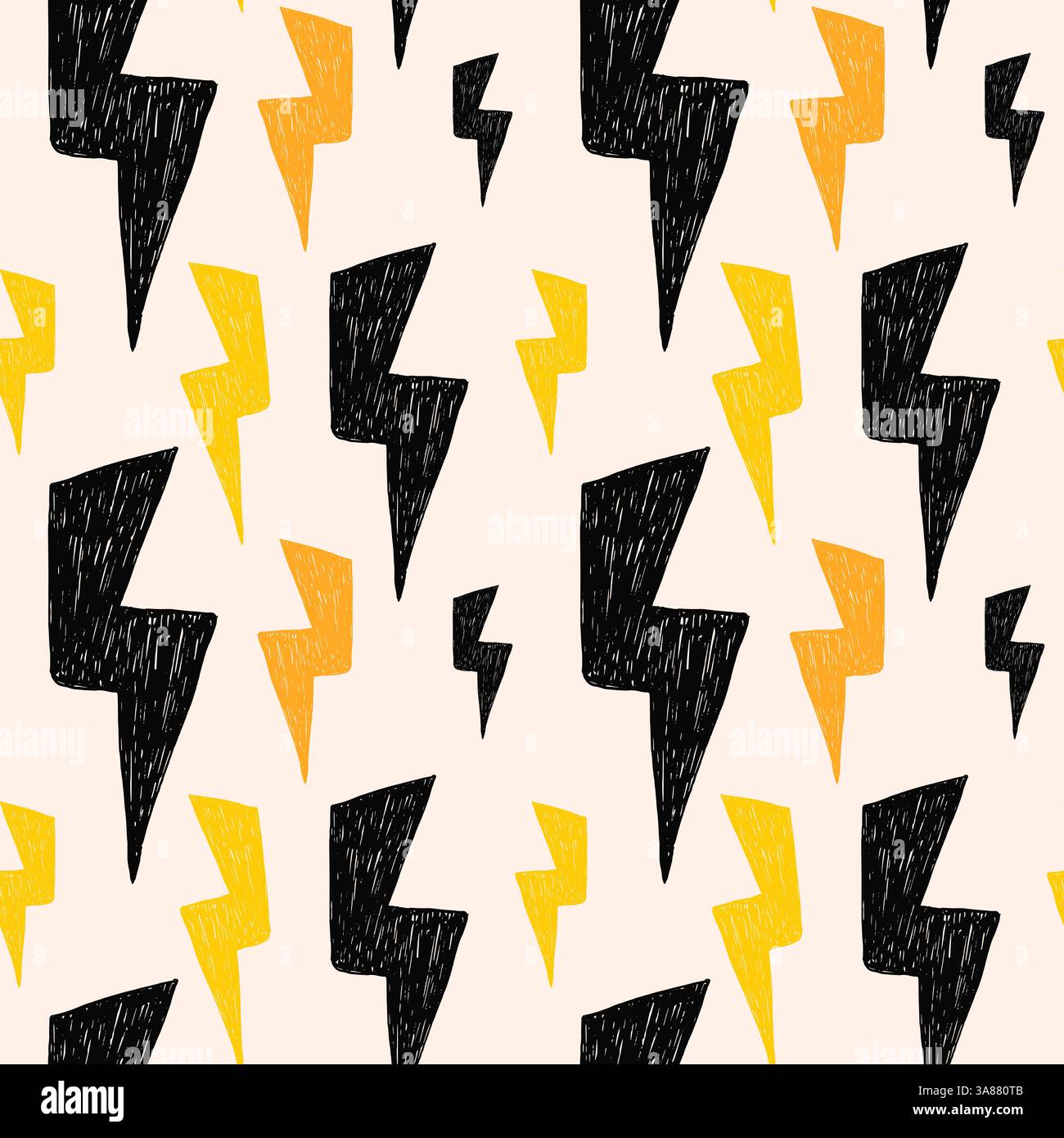 Pencil seamless pattern with bold groovy thunder lightning bolts. Fun ...