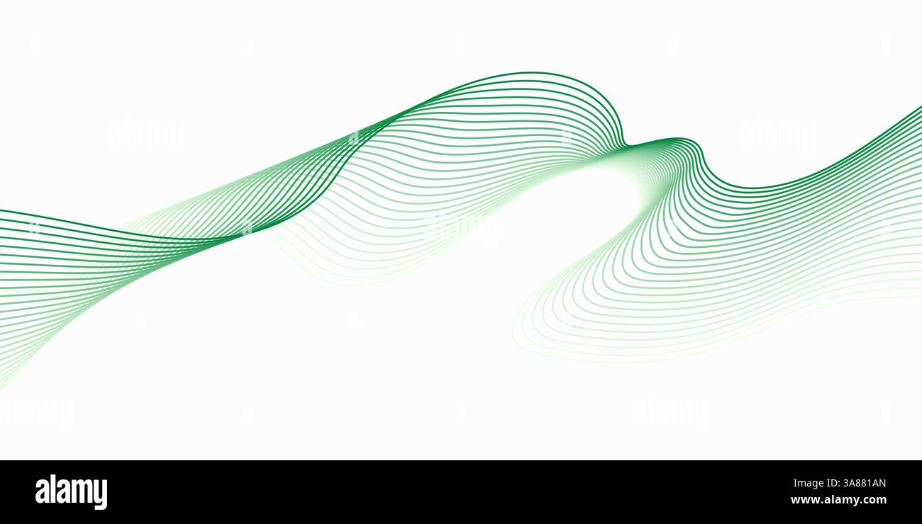 Green wavy lines background. Elegant motion flowing lines backdrop ...