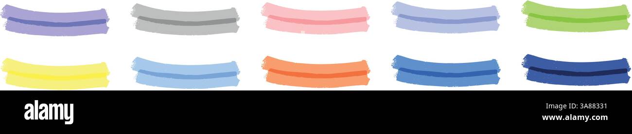 Hand drawn marker strokes, colorful highlight lines, brush scribbles ...