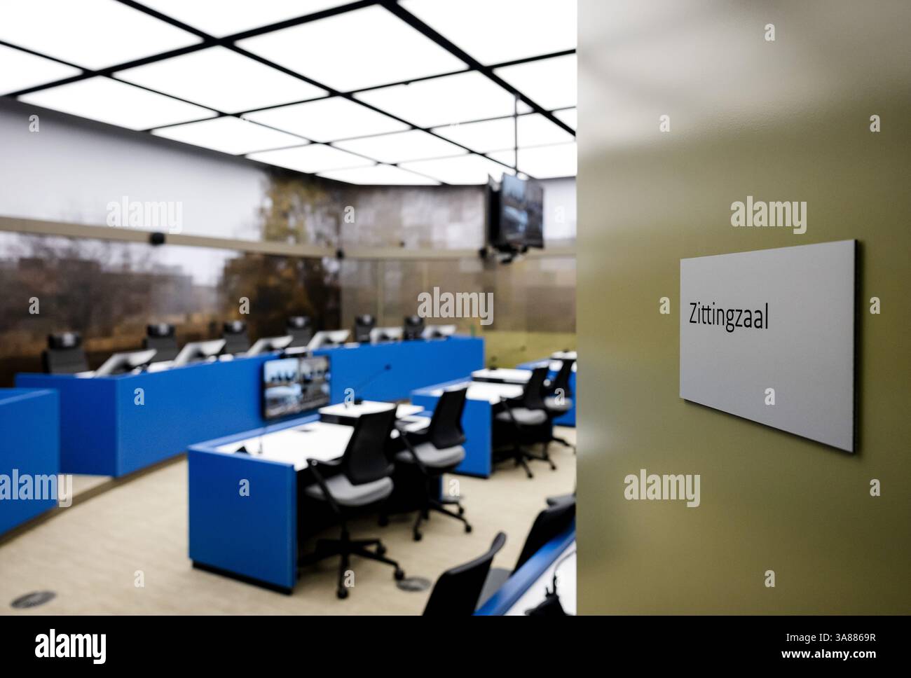 VUGHT - The new courtroom on the grounds of the Vught Penitentiary ...