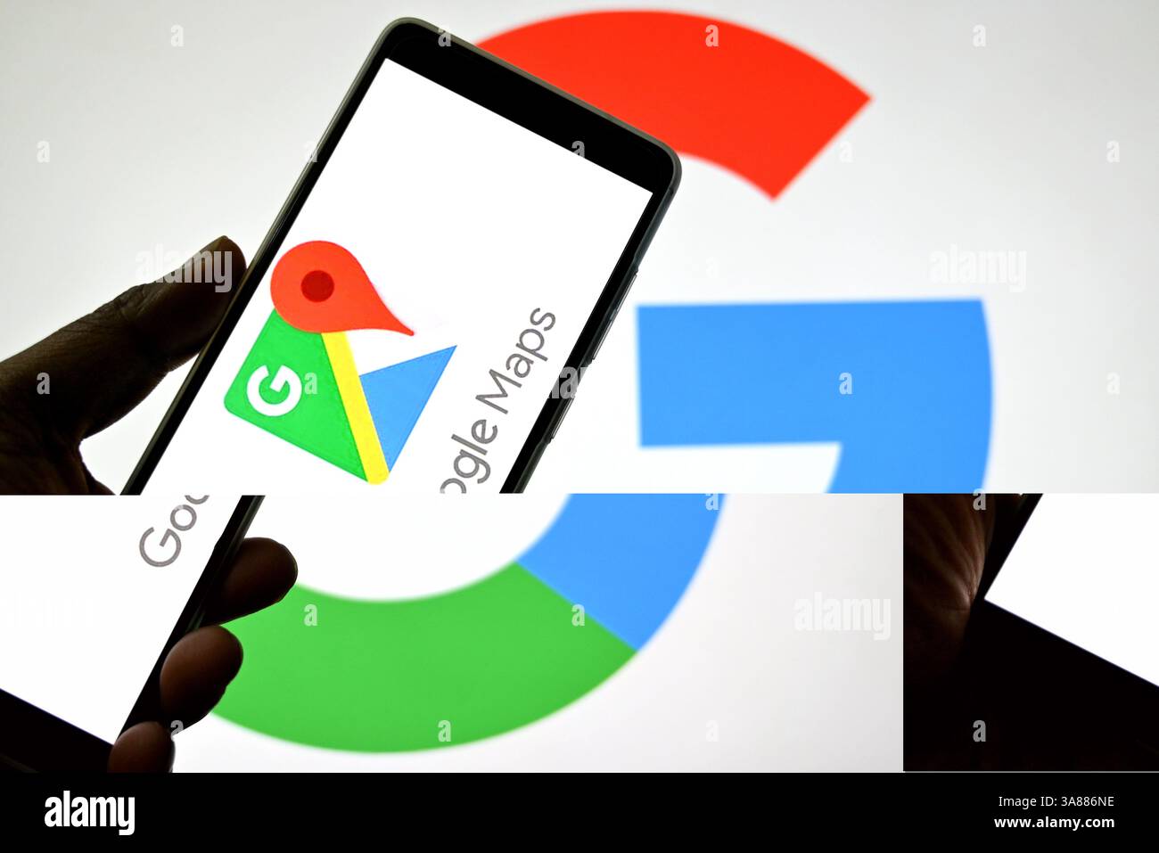 India. 26th Mar, 2025. In this photo illustration, a Google Map logo is ...