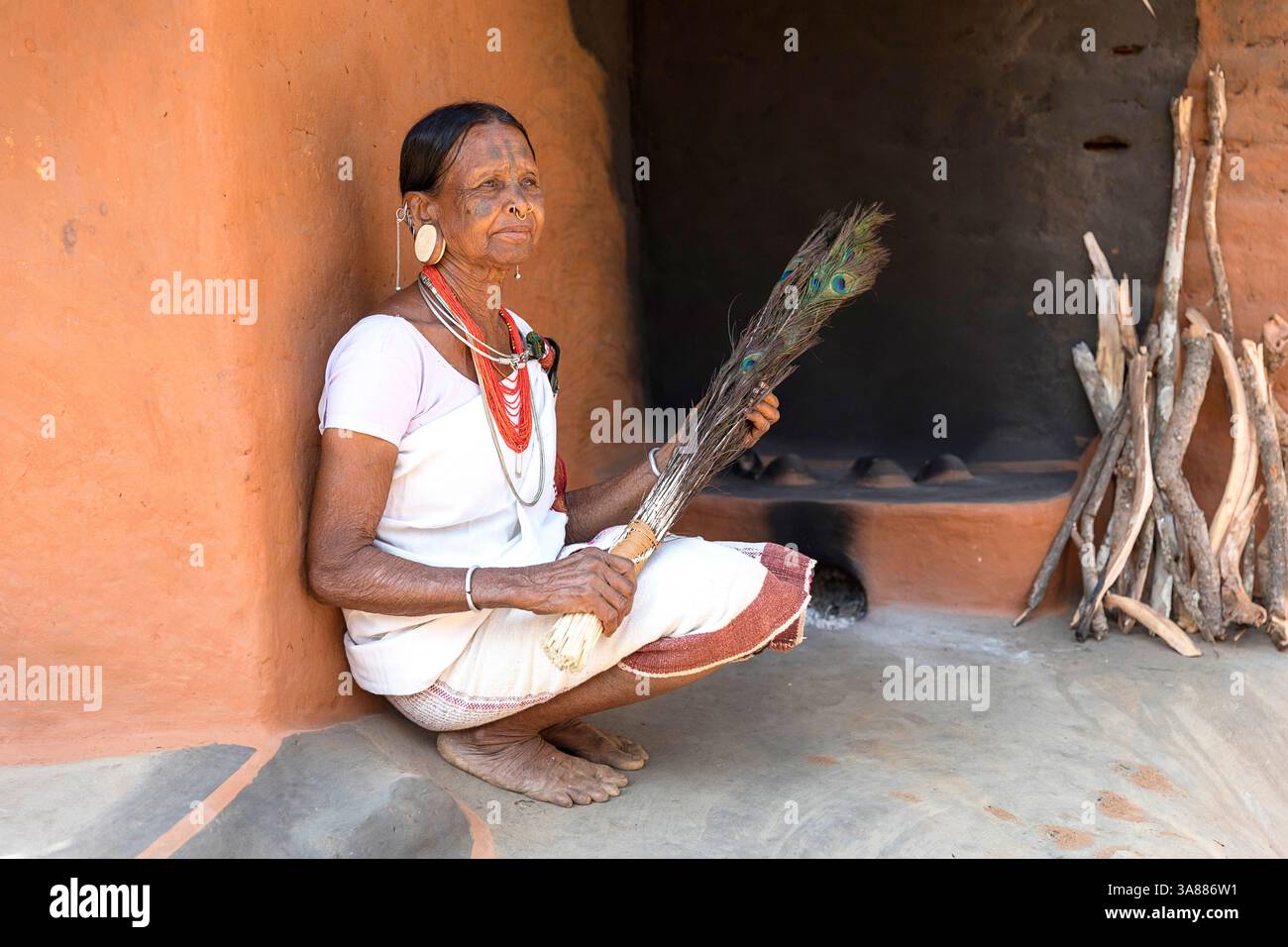 Woman from a Lanjia Saura tribe in Orissa, India, with face tattoos and ...
