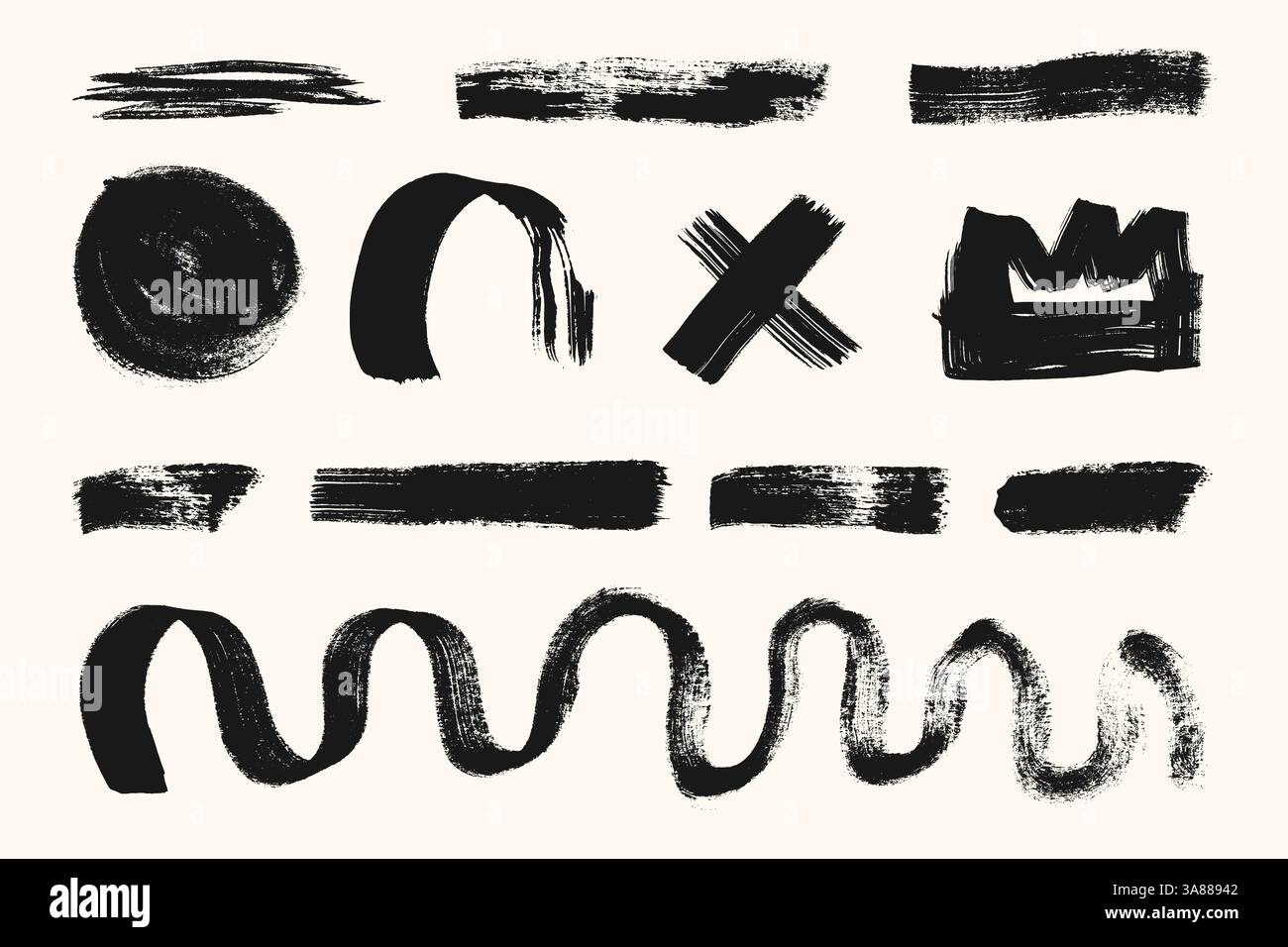 Creative Hand Painted Brush Stroke Set. Black ink paint brushes, grunge ...