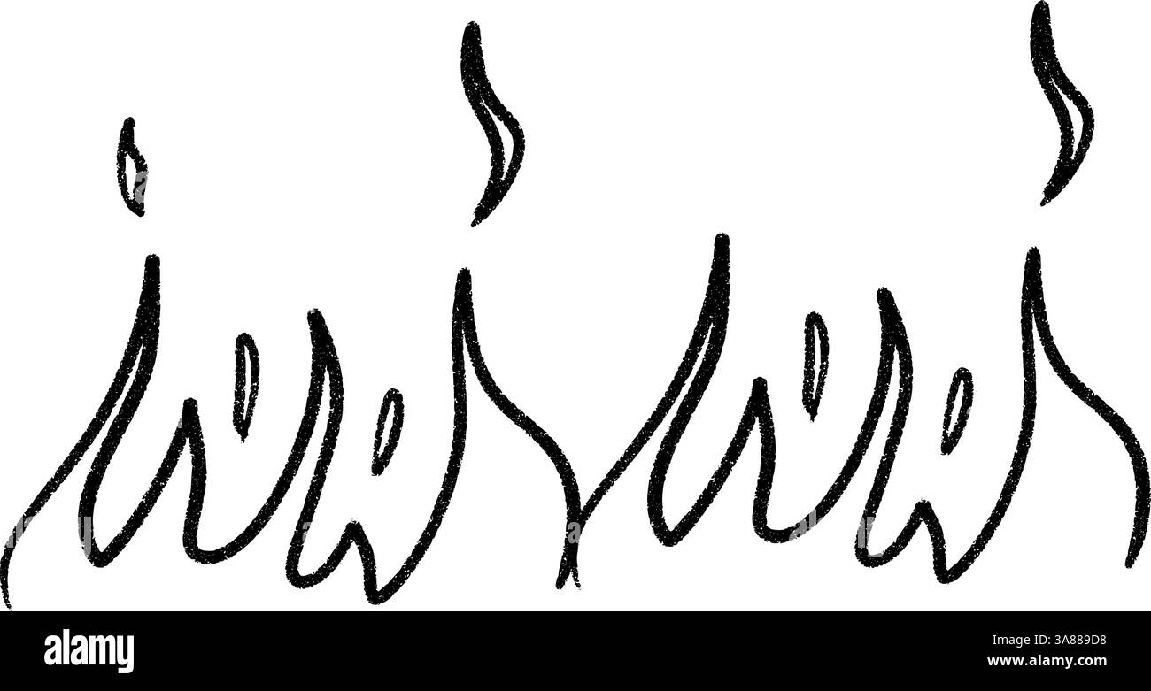 Minimalist flame in black line silhouette. Simple fire icon for tattoo ...