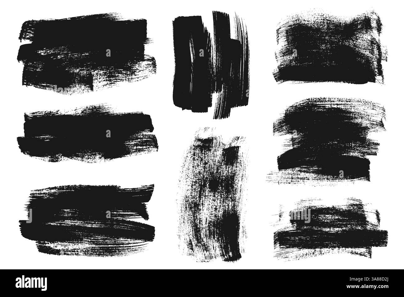 Thick Hand Painted Brush Stroke Set. Black Bold Hand Draw Underline ...