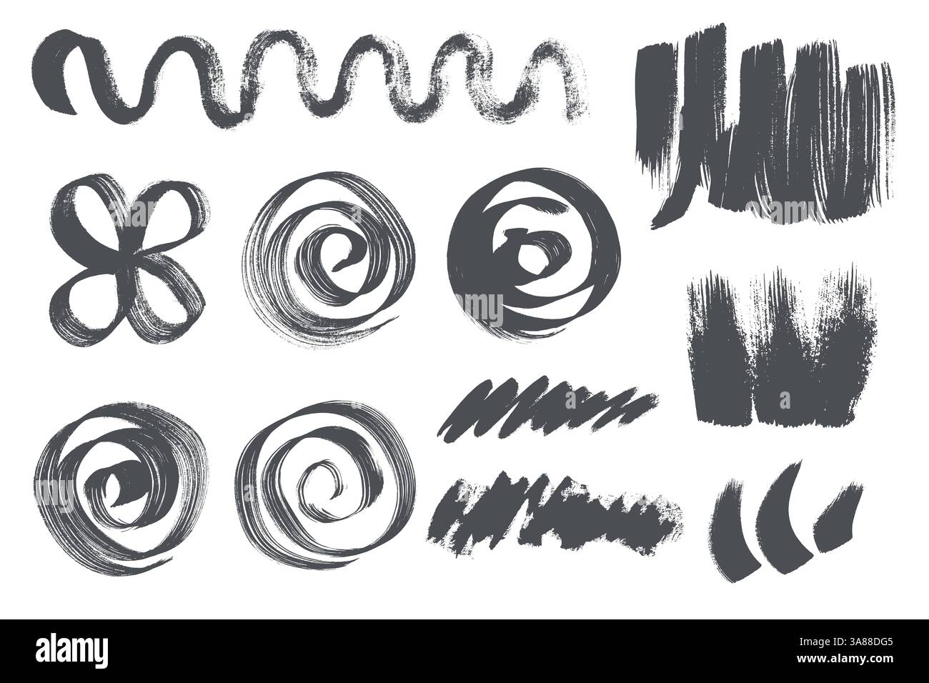 Creative Hand Painted Brush Stroke Set. Black ink paint brushes, grunge ...