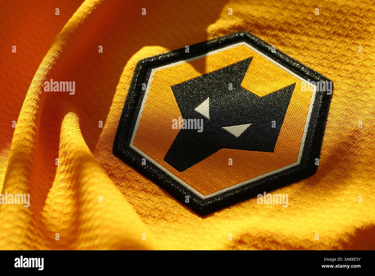 Wolverhampton Wanderers home Shirt Badge Detail Stock Photo - Alamy