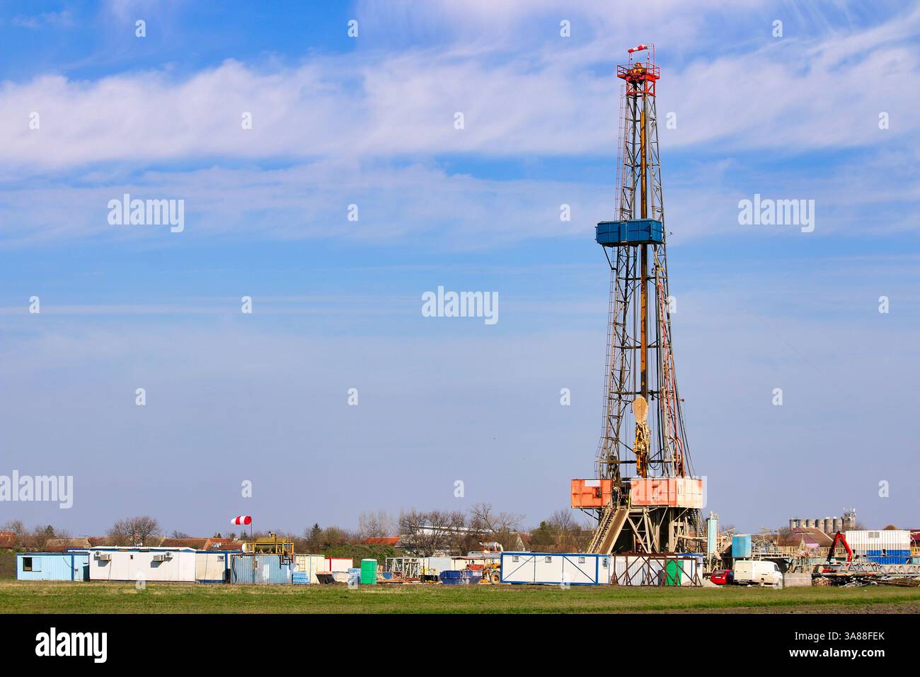 Land oil drilling rig on field,petrochemical industry Stock Photo - Alamy