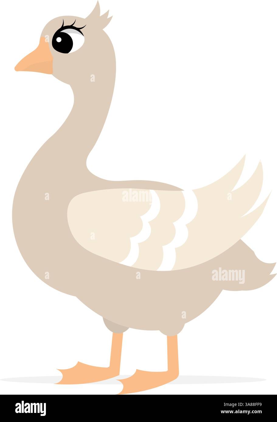 Farm Animals. Cute farm. A grey goose stands on a white background ...