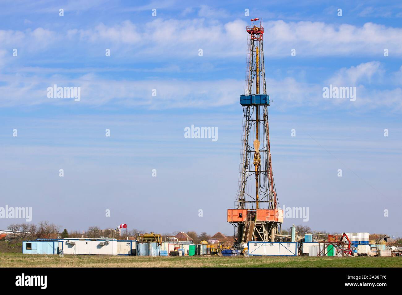 Oil drilling rig on field,mining industry Stock Photo - Alamy