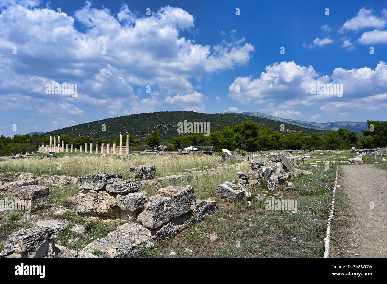 Colums of Abaton of Epidaurus, Peloponnese, Greece,landscape Stock ...