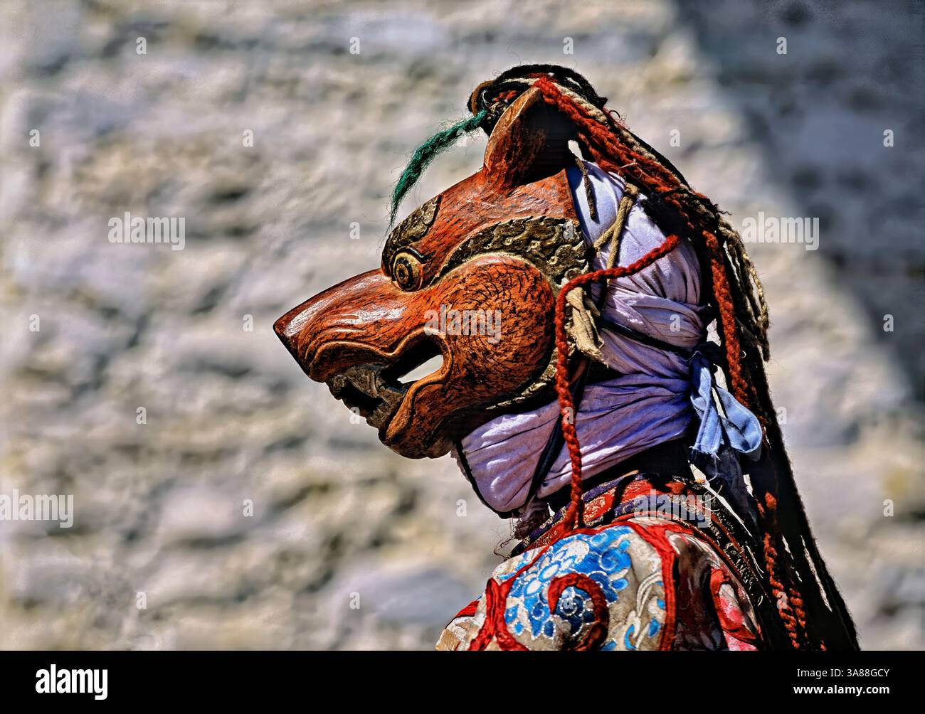 BHUTAN. Festival (tsechu) in Bumthang Valley. Traditional mask Stock ...