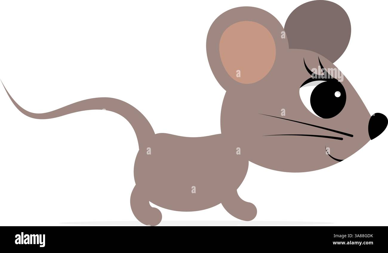 Farm Animals. Cute farm. Gray mouse on a white background. Collection ...