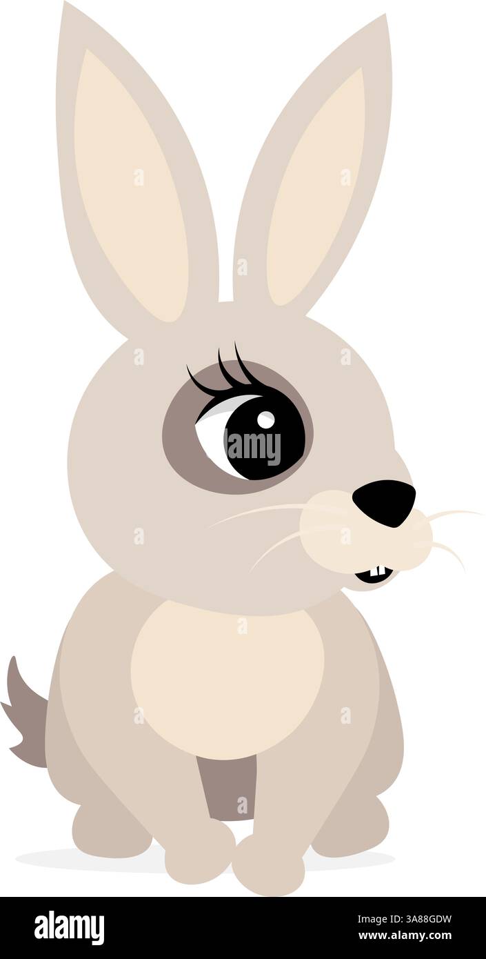 Farm Animals. Cute farm. Gray rabbit on white background. Collection of ...