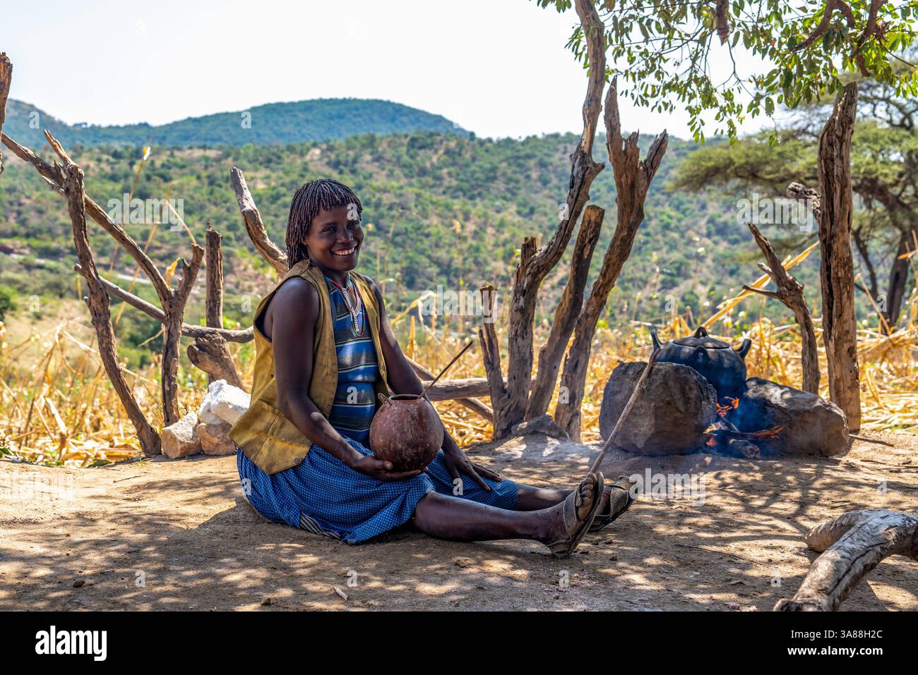 Ethiopia, woman from the Bana tribe in her village. 20th of february ...